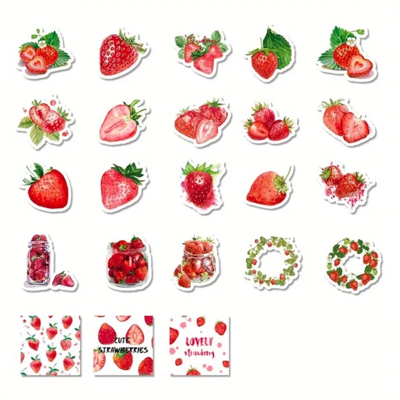 Office | 46 Strawberry Stickers Bright Red Strawberries | Poshmark